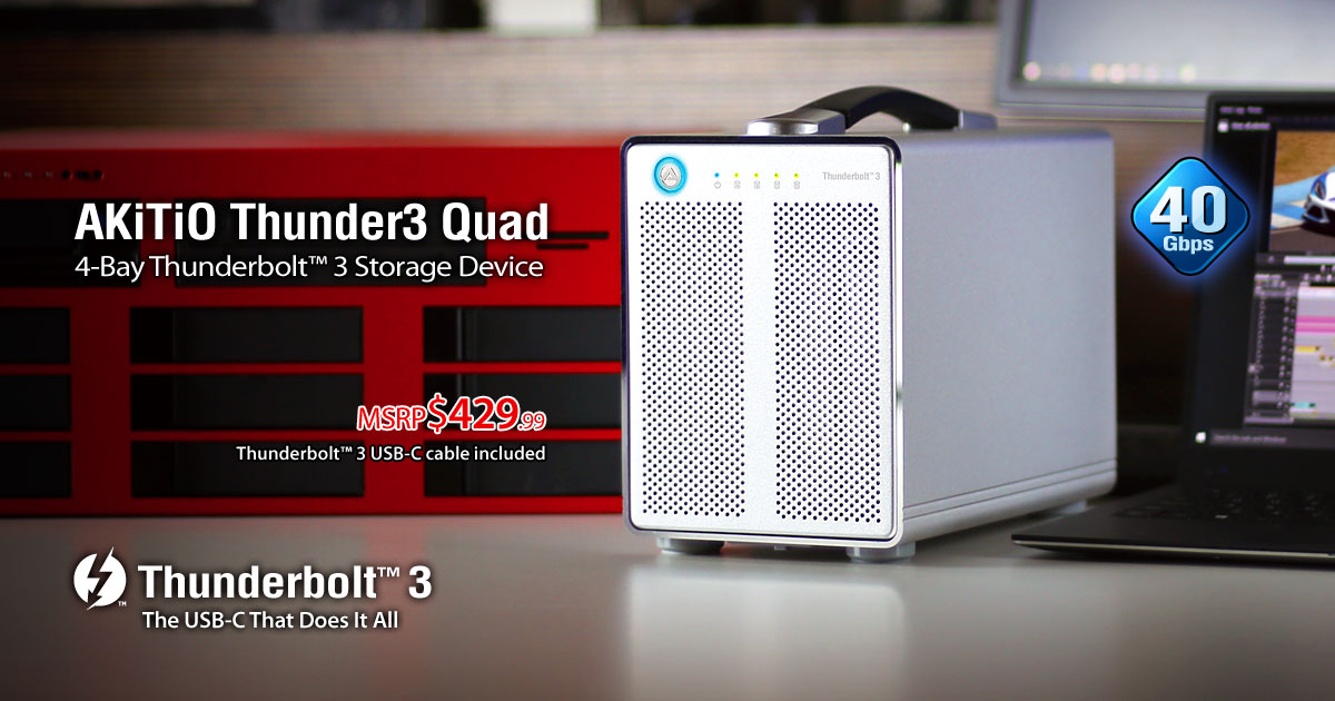 AKiTiO Thunder3 Quad | Thunderbolt 3 4-Bay Storage Enclosure | AKiTiO